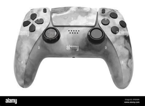 Realistic Video Game Joystick With Black Marble Texture On White