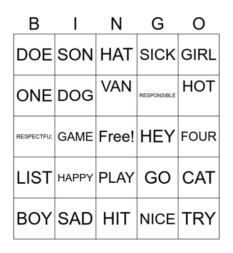 Integrity Bingo Card