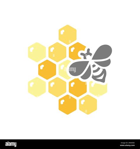 Honeycomb And Bee Colorful Vector Icon Hexagon Honey Cell Or Comb And