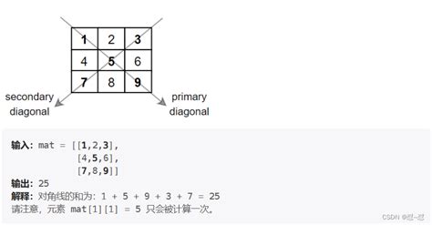 1572 矩阵对角线元素的和