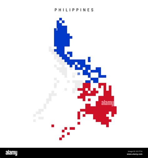 Philippines Pixel Flag Map Icon Flat Vector Illustration Isolated On