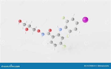 Mirdametinib Molecule 3d Molecular Structure Ball And Stick Model Structural Chemical Formula