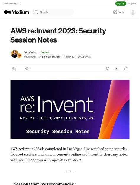 Join Aws Re Invent 2023 Security Session Notes Safeer Sathar Posted