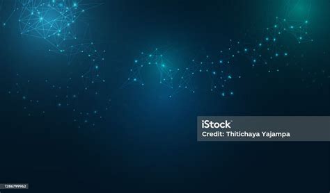 추상 적 발화 블루 기하학적 모양 연결 및 웹 개념 움직이는 선과 Dotsvector 일러스트레이션을 갖춘 디지털 통신 및 기술 네트워크 배경 0명에 대한 스톡 벡터 아트