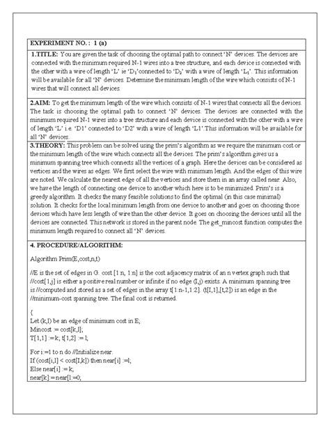 Daa Lab Manual Optimal Path Algorithms And Complexity Analysis R20