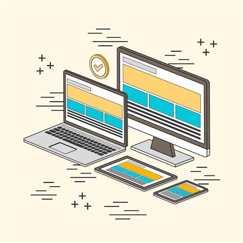 Premium Vector Responsive Web Design Concept In Line Style