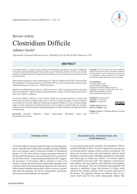 Pdf Clostridium Difficile
