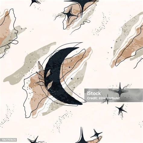 매끄럽고 현대적인 패턴 추상적 인 열대 가지 유기 그림달 손으로 그린 추상객체 고립 된 배너 미니멀리즘 보헤미안 예술 스타일 용지 인쇄 배너 엽서용 개념에 대한 스톡 벡터