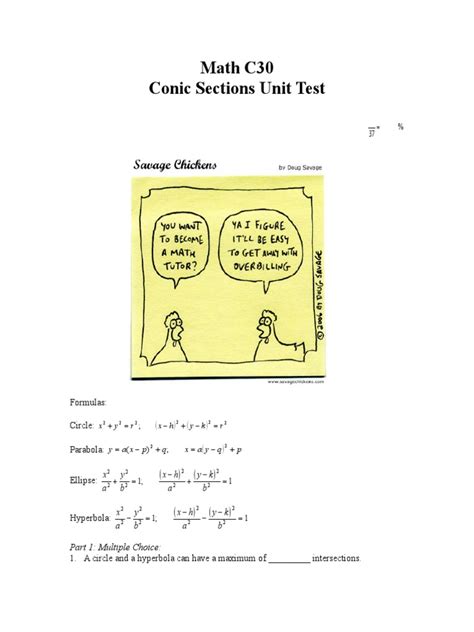 Conic Sections Unit Test 2009 Download Free Pdf Algebraic Geometry