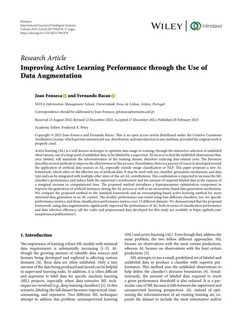 Pdf Improving Active Learning Performance Through The Use Of Data
