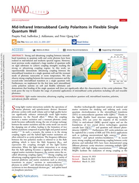 Pdf Mid Infrared Intersubband Cavity Polaritons In Flexible Single