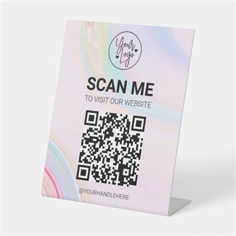 Signe De Table Qr Code Scan Me Business Menu Website Services Ped Zazzlebe