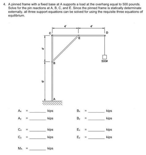 solved a pinned frame with a fixed base at a supports a load