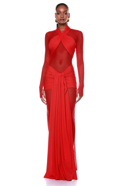 Long Sleeve Mesh Ruched Maxi Dress Violet Aurora