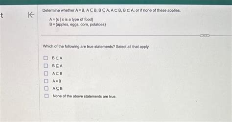 Solved Determine Whether A B AB BA AB BA Or If None Of Chegg Com
