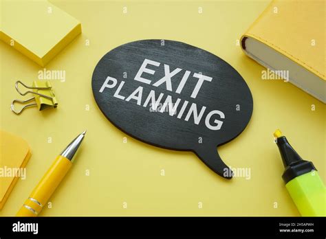 Exit Planning Concept Dark Quote Bubble On The Desk Stock Photo Alamy