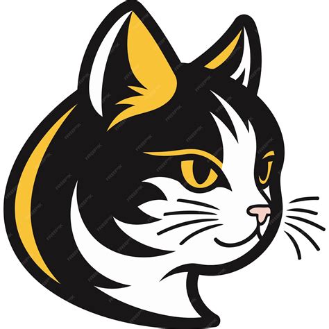 A Bold And Striking Black White And Gold Cat Mascot Logo Premium Ai Generated Vector