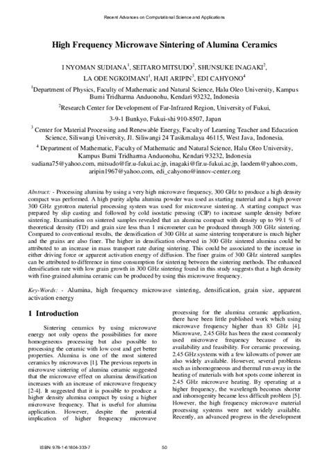 Pdf High Frequency Microwave Sintering Of Alumina Ceramics