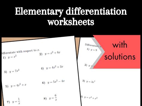 Elementary Differentiation Worksheets With Solutions Teaching Resources