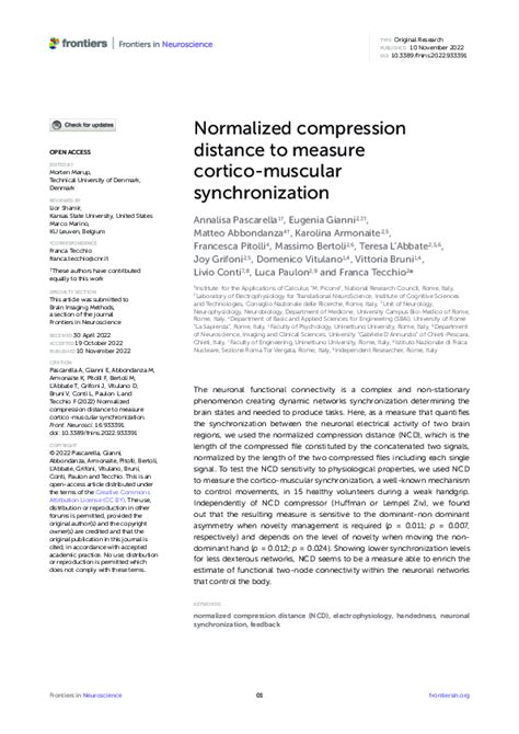 pdf normalized compression distance to measure cortico muscular