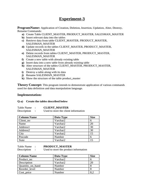 Experiment 3 Dbms Lab Pdf Databases Information Technology