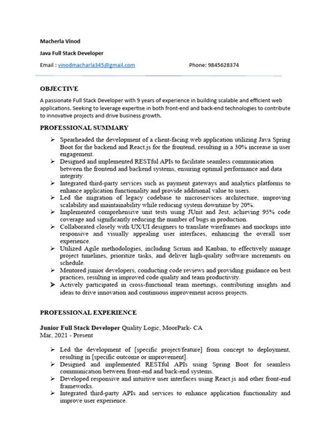 Javafullstackresume Pdf Compiler Java Programming Language
