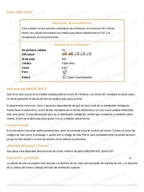 P0410 Error Obd Maldad Pdf Coche Bienes Manufacturados