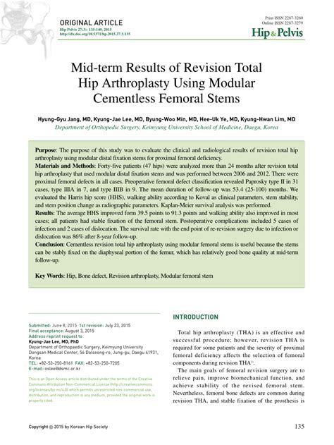 Pdf Mid Term Results Of Revision Total Hip Arthroplasty Using Modular