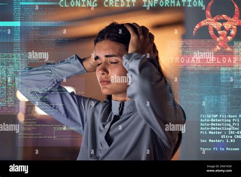 hacker stress coder overlay and cybersecurity problem graphic with a