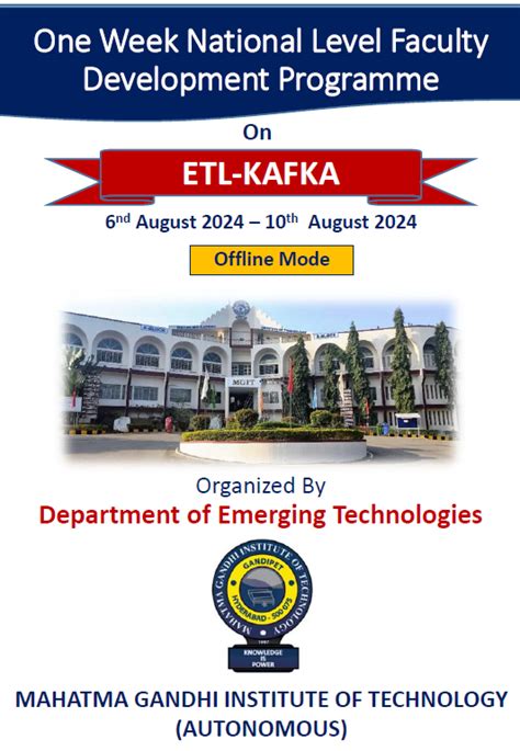 one week national level faculty development programme on “etl kafka” mgit