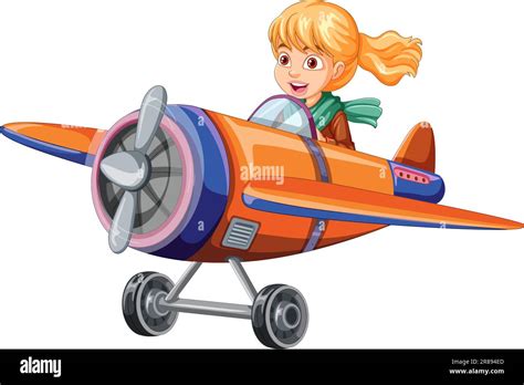 Female Pilot Flying Jet Plane Illustration Stock Vector Image Art Alamy