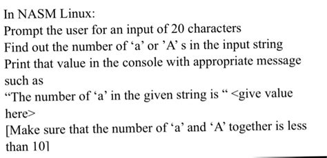 Solved In Nasm Linux Prompt The User For An Input Of 20