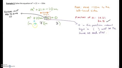 Solving Quadratic Equations By Factoring Simple Trinomials Example 2 Youtube