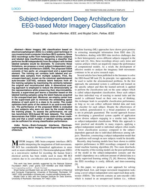 Pdf Subject Independent Deep Architecture For Eeg Based Motor Imagery Classification