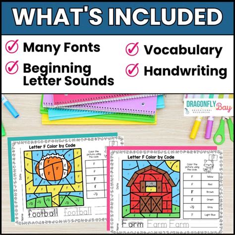 Alphabet Letter F Recognition Color By Code Worksheets Phonics Activity