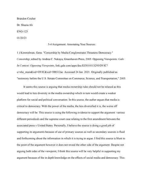 3 4 Assignment Annotating Your Sources Brandon Coulter Dr Shazia Ali Eng 0120 3 4