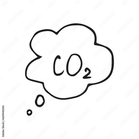 Ecology Carbon Dioxide Co2 Doodle Art Vector Drawing Black And