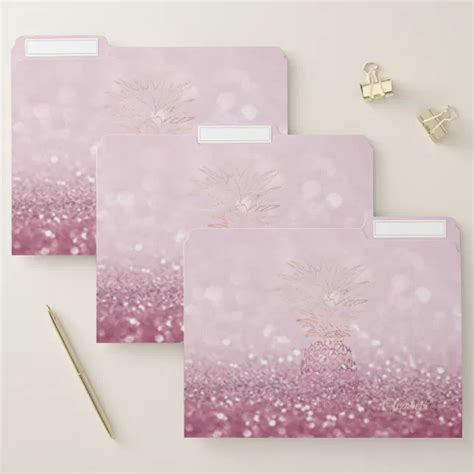 Elegant Modern Pineapple Glitter Bokeh Pattern File Folder Zazzle