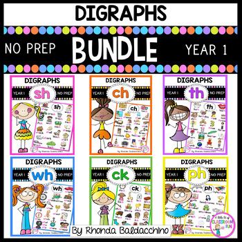 Digraphs BUNDLE Worksheets For SH CH TH WH CK PH By Rhonda Baldacchino