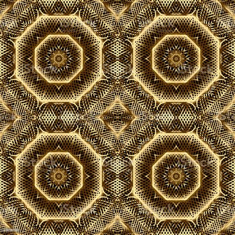 Gold Lines 3d Seamless Pattern Line Art Patterned Ornamental Grid