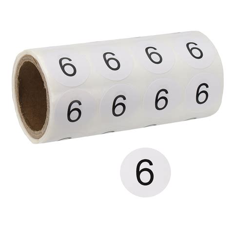 1 Inch Number Stickers Number 6 Sticker Numbers Labels Round Small