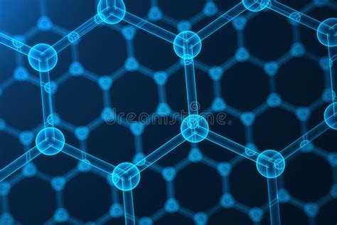 3d Rendering Abstract Nanotechnology Glowing Hexagonal Geometric Form