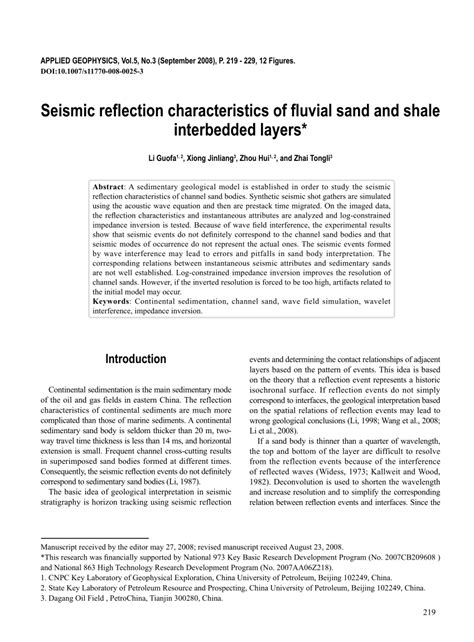 Pdf Seismic Reflection Characteristics Of Fluvial Sand And Shale Interbedded Layers