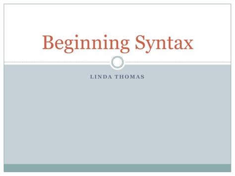 Beginning Syntax 1 Ppt