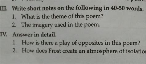 III Write Short Notes On The Following In 40 50 Words 1 What Is The Th