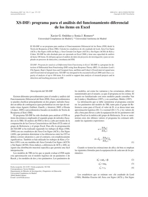 pdf [xs dif program for analysis of differential item functioning in
