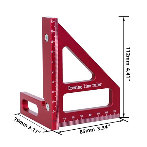Woodworking Square Protractor Aluminum Alloy Miter Triangle Ruler High Precision Layout