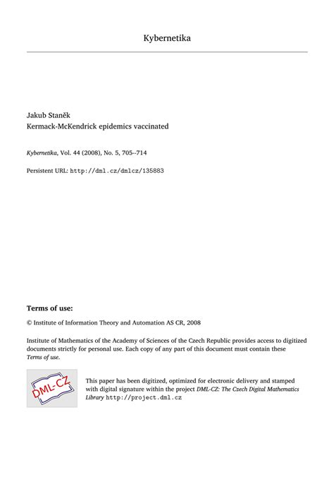Pdf Kermack Mckendrick Epidemics Vaccinated