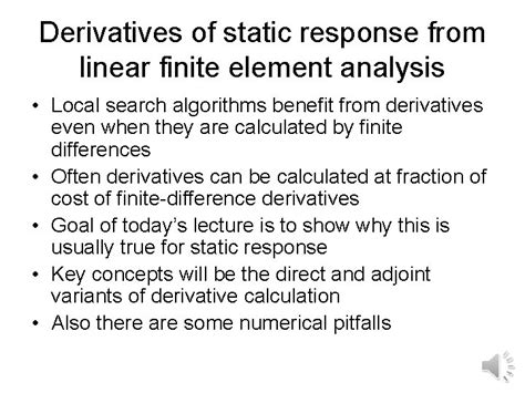 Derivatives Of Static Response From Linear Finite Element