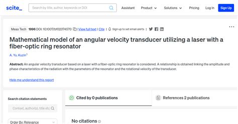Mathematical Model Of An Angular Velocity Transducer Utilizing A Laser With A Fiber Optic Ring